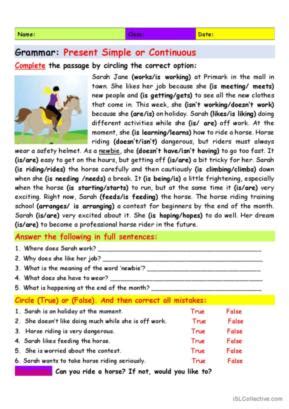 25 Present Simple Vs Continuous Progressive Tense Reading