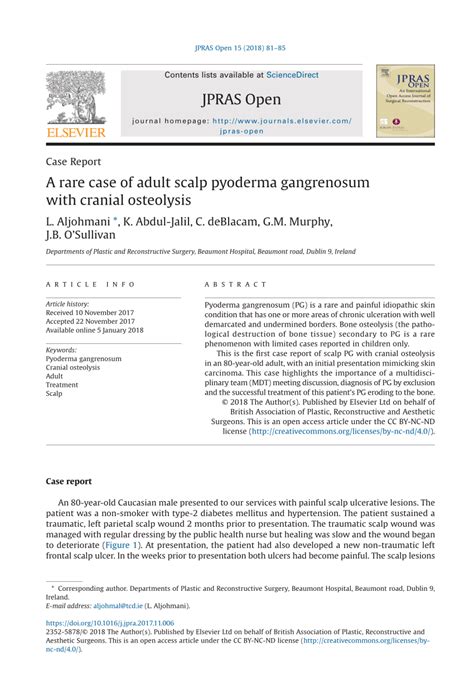 Pdf A Rare Case Of Adult Scalp Pyoderma Gangrenosum With Cranial