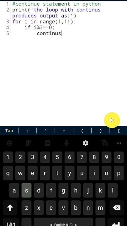 Continue Statement In Pythonpythonpythonforbeginnerscontinuestatementpythonprogramming