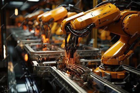 Premium Vector Smart Industry Robot Arms For Digital Factory Production Technology Showing