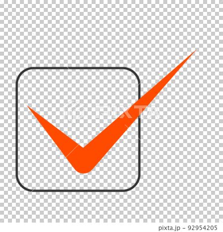 丸角四角形の枠に赤色のチェックマークのイラスト素材 92954205 Pixta