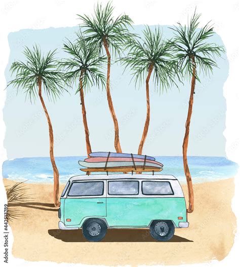 Watercolor Beach Clipart Best Friend Summer Trip Summer Vibes Surf