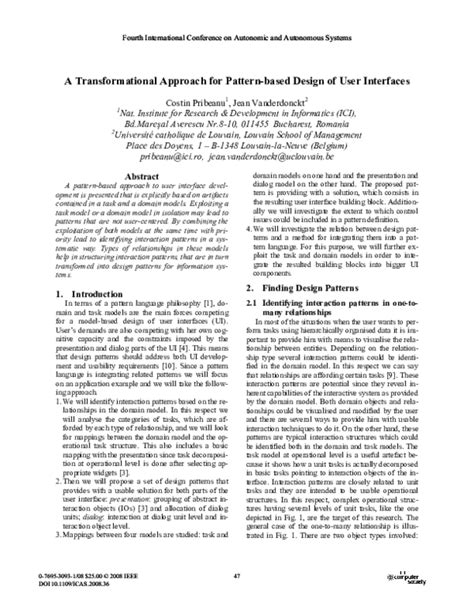 Pdf A Transformational Approach For Pattern Based Design Of User