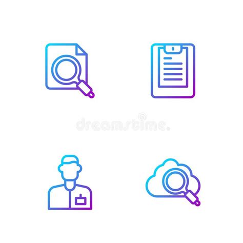 Set Line Search Cloud Computing Analyst Engineering Concept With Folder