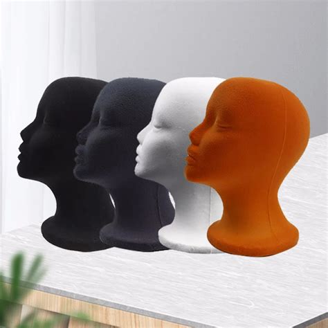 플로킹 폼 여성 마네킹 머리 가발 스탠드 안경 헤드셋 홀더 헤드웨어 디스플레이 스탠드 랙 여성 모드 의류 사진