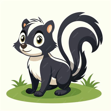 Adorable Cartoon Skunk On Grass Premium Ai Generated Vector