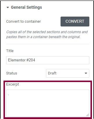 Post Excerpt Widget Elementor