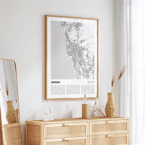 Jeddah Map Print Jeddah Travel Map Jeddah Wall Decor Art Jeddah