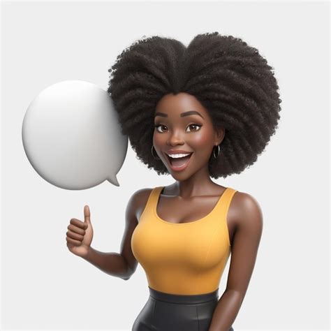 Premium PSD Women Showing A Bubble Chat PSD On A White Background