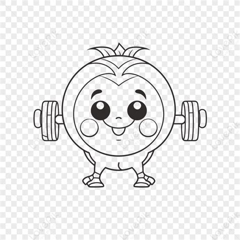 몸 윤곽선 스케치 드로잉에 무게가 있는 과일 캐릭터의 색칠 페이지 이미지 벡터삽화미술 Png 일러스트 무료 다운로드 Lovepik