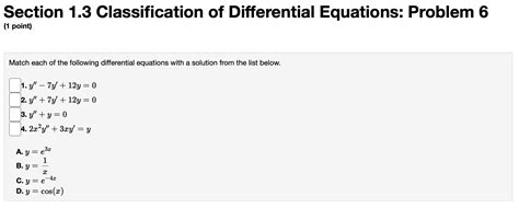 Solved Section Classification Of Differential Equations Chegg