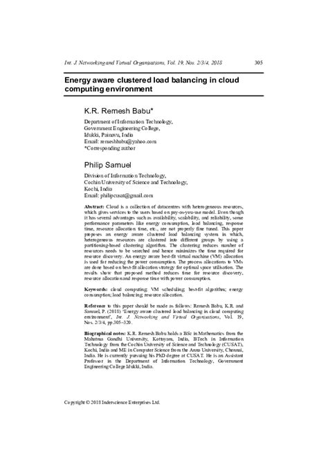 Pdf Energy Aware Clustered Load Balancing In Cloud Computing Environment