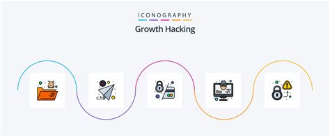 Hacking Line Filled Flat 5 Icon Pack Including Virus Hacker Spam