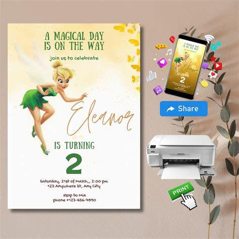 Tinkerbell Editable Invitation Fairy Birthday Party Tinkerbell Party Tinkerbell Video