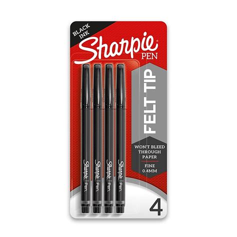Sharpie Felt Pens Fine Point 04mm Black Ink 4pack 1742661 Image 1