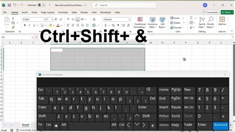 Shortcut To Create An Outline Border For A Cell Or Range Of Cells In