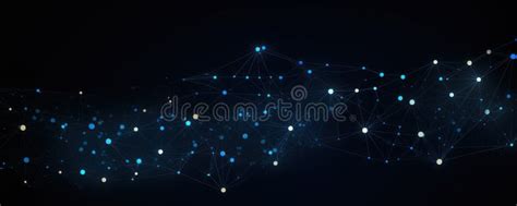 Blue Abstract Digital Network Background With Light Particles Ai