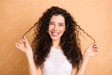 Premium Photo Photo Of Pretty Funny Lady Showing Perfect Wavy Perming