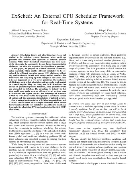 Pdf Exsched An External Cpu Scheduler Framework For Real Time Systems