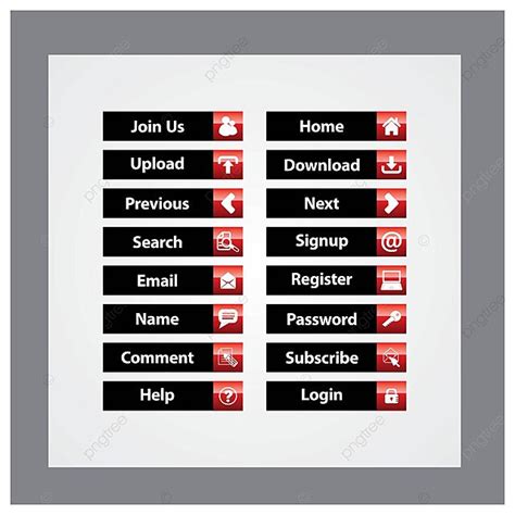 Web Design Buttons Theme Set Website Web Page Vector Set Website Web Page Png And Vector With