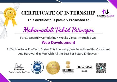 Ali Patwegar On Linkedin Webdevelopment Internshipcompletion