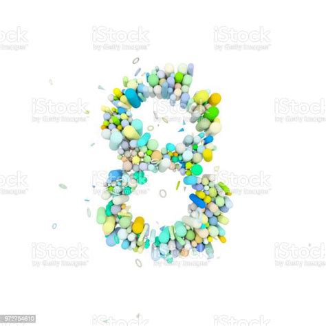 알파벳 숫자 8입니다 플라스틱 기하학적 모양 재미 글꼴에 의하여 이루어져 있다 3d 렌더링에 고립 된 흰색 배경 귀여운에 대한 스톡 사진 및 기타 이미지 Istock