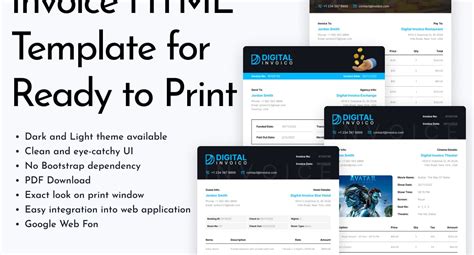 Digital Invoico Invoice Html Template For Ready Site Templates Ft Invoice And Pdf Envato