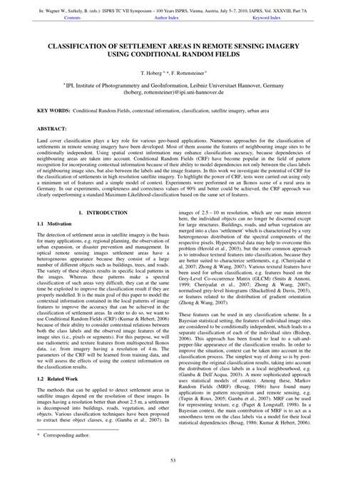 Pdf Classification Of Settlement Areas In Remote Sensing Imagery