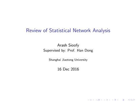 Pdf Review Of Statistical Network Analysis