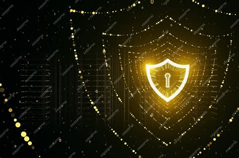 Premium Photo Glowing Polygonal Web Security Shield Hologram On