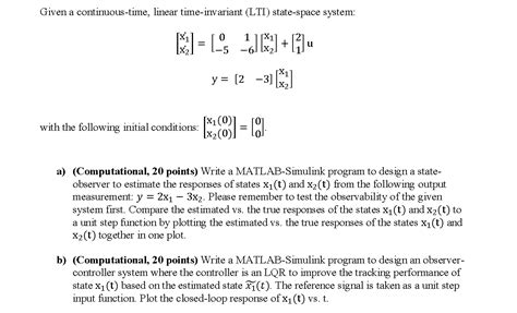 Solved Given A Continuous Time Linear Time Invariant Lti