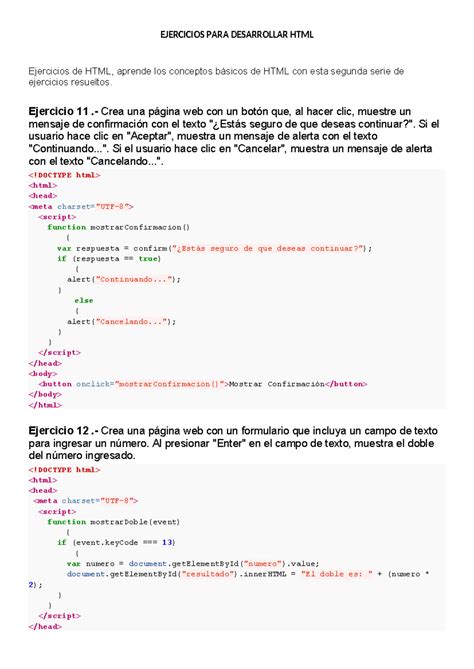 Ejercicios Para Desarrollar Html Parte 2 Ejercicios Para Desarrollar