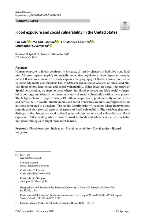 PDF Flood Exposure And Social Vulnerability In The United States