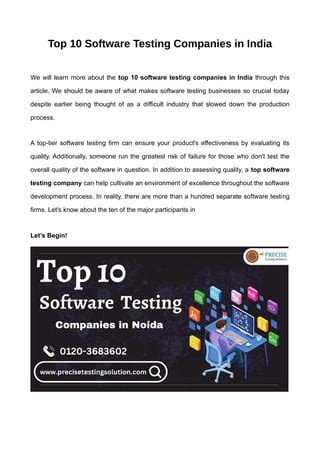 Top 10 Software Testing Companies In India Pdf