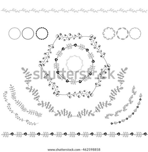 Set Hand Drawn Frames Borders Floral Stock Vector Royalty Free 462598858 Shutterstock