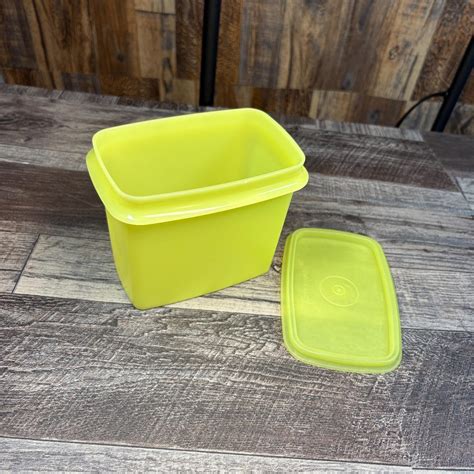Vintage Tupperware Rectangular Storage Container With Lid Yellow Etsy