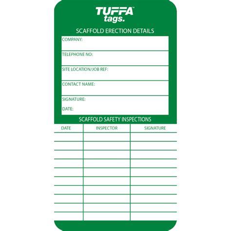 Scaffolding Safety Tags Tuffa™ Products