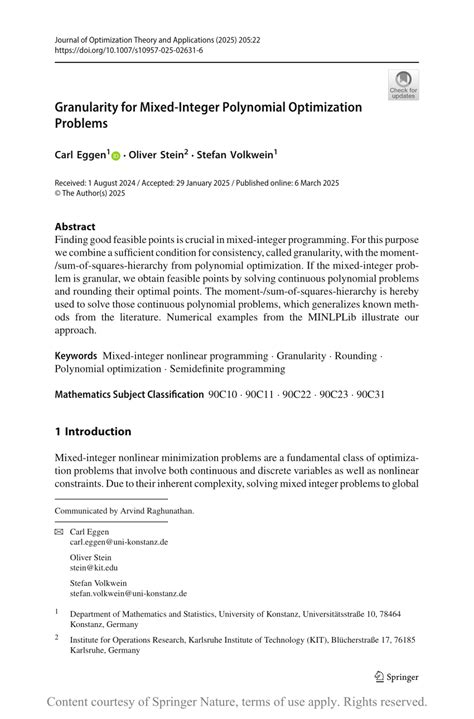 Pdf Granularity For Mixed Integer Polynomial Optimization Problems