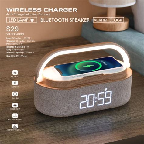 Wireless Charger Alarm Clock Bluetooth Speaker Led Smart Digital Clock Usb Fast Charger Desktop