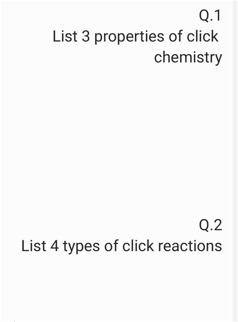 Solved Q 1list 3 ﻿properties Of Click Chemistryq 2list 4