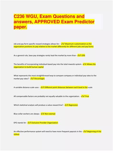 C WGU Exam Questions And Answers APPROVED Exam Predictor Paper Questions With