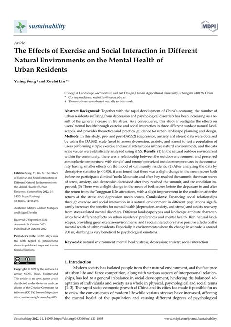 Pdf The Effects Of Exercise And Social Interaction In Different Natural Environments On The