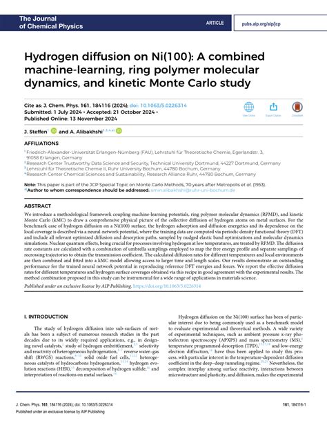Hydrogen Diffusion On Ni 100 A Combined Machine Learning Ring