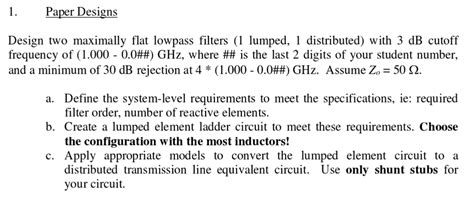Solved Paper Designs Design Two Maximally Flat Lowpass
