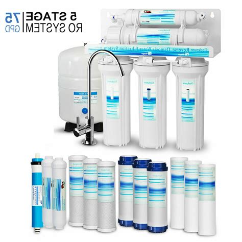 Geekpure 5 Stage Reverse Osmosis Drinking Water Filter System Plus