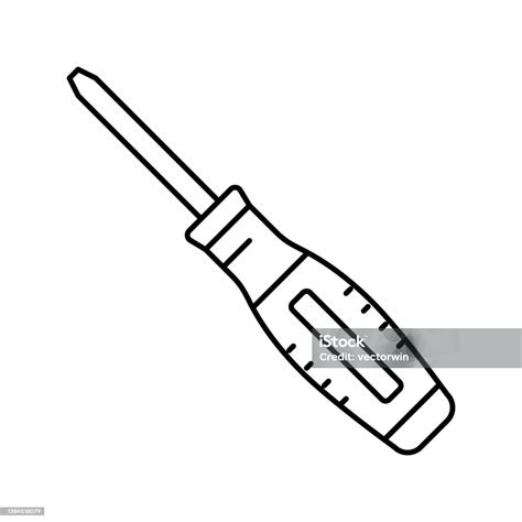 드라이버 목수 전문 공구 라인 아이콘 벡터 일러스트레이션 갈고리 발톱에 대한 스톡 벡터 아트 및 기타 이미지 갈고리 발톱 개인 장식품 계기판 측정기 Istock