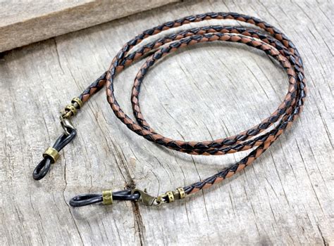 Mens Leather Eyeglass Holder Eyeglass Chain For Men Leather Etsy