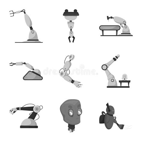 Vector Illustration Of Robot And Factory Symbol Collection Of Robot
