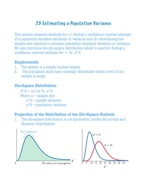 Statistics Estimating A Population Variance 7 3 Estimating A Population Variance This Section