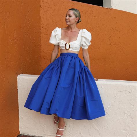 여성용 우아한 로얄 블루 스커트 주름 지퍼 매트 새틴 스커트 숙녀용 티 길이 A 라인 무도회 파티 스커트 Saia 패션 Aliexpress